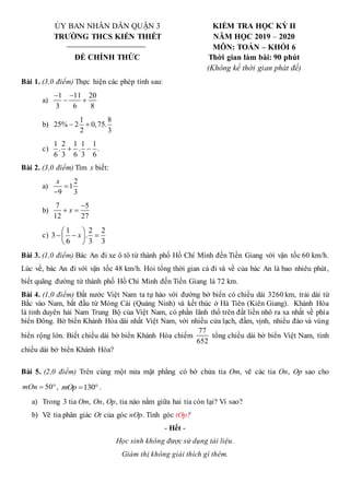 Đề Thi HK2 Toán 6 - THCS Kiến Thiết | DOCX