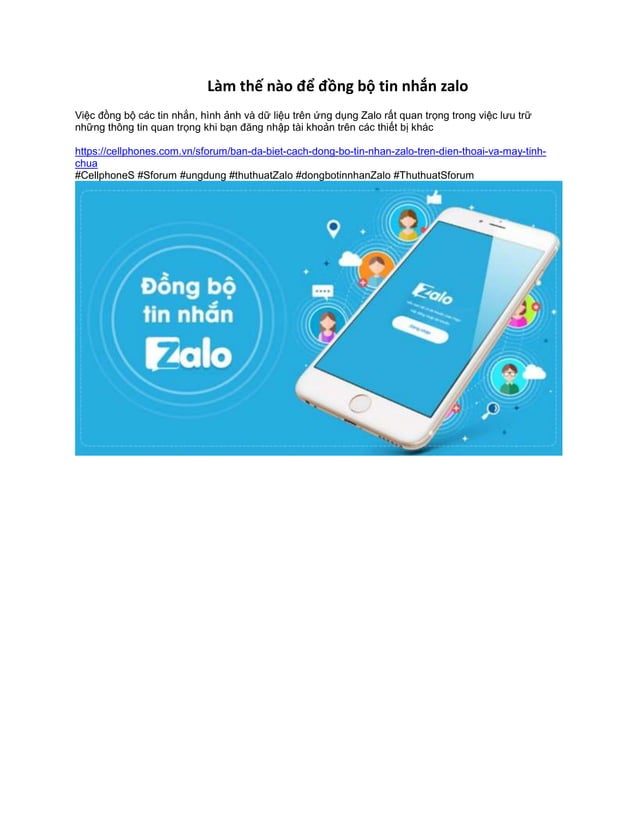 Làm thế nào để đồng bộ tin nhắn zalo nhanh nhất | PDF