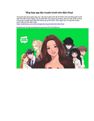 Tổng hợp app đọc truyện tranh trên điện thoại | DOCX