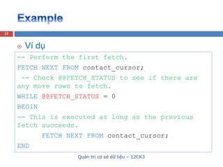 SQL Cursor - kiểu dữ liệu Cursor (Kiểu dữ liệu con trỏ) | PDF