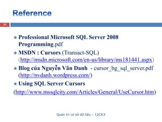 SQL Cursor - kiểu dữ liệu Cursor (Kiểu dữ liệu con trỏ) | PDF