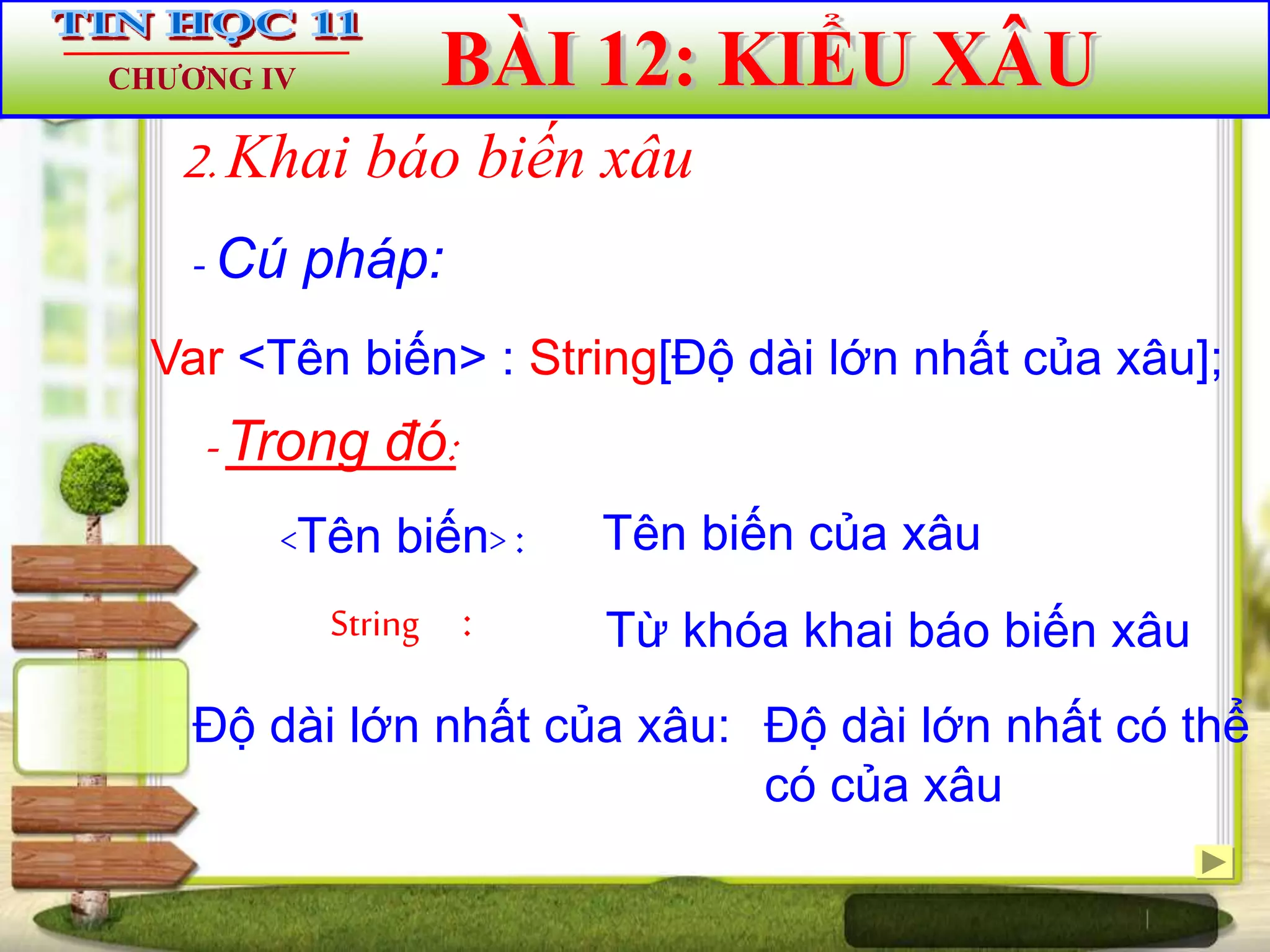Kiểu xâu trong Pascal | PPT