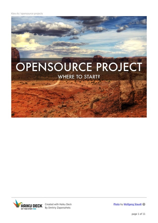 OpenSource Project. Where to Start? Dmitriy Zaporozhets | PDF