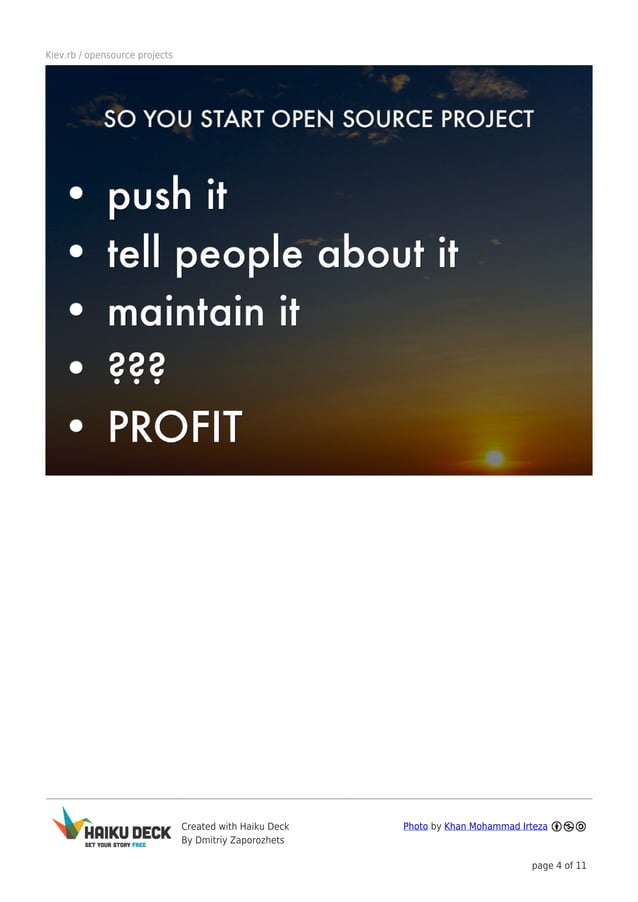 OpenSource Project. Where to Start? Dmitriy Zaporozhets | PDF