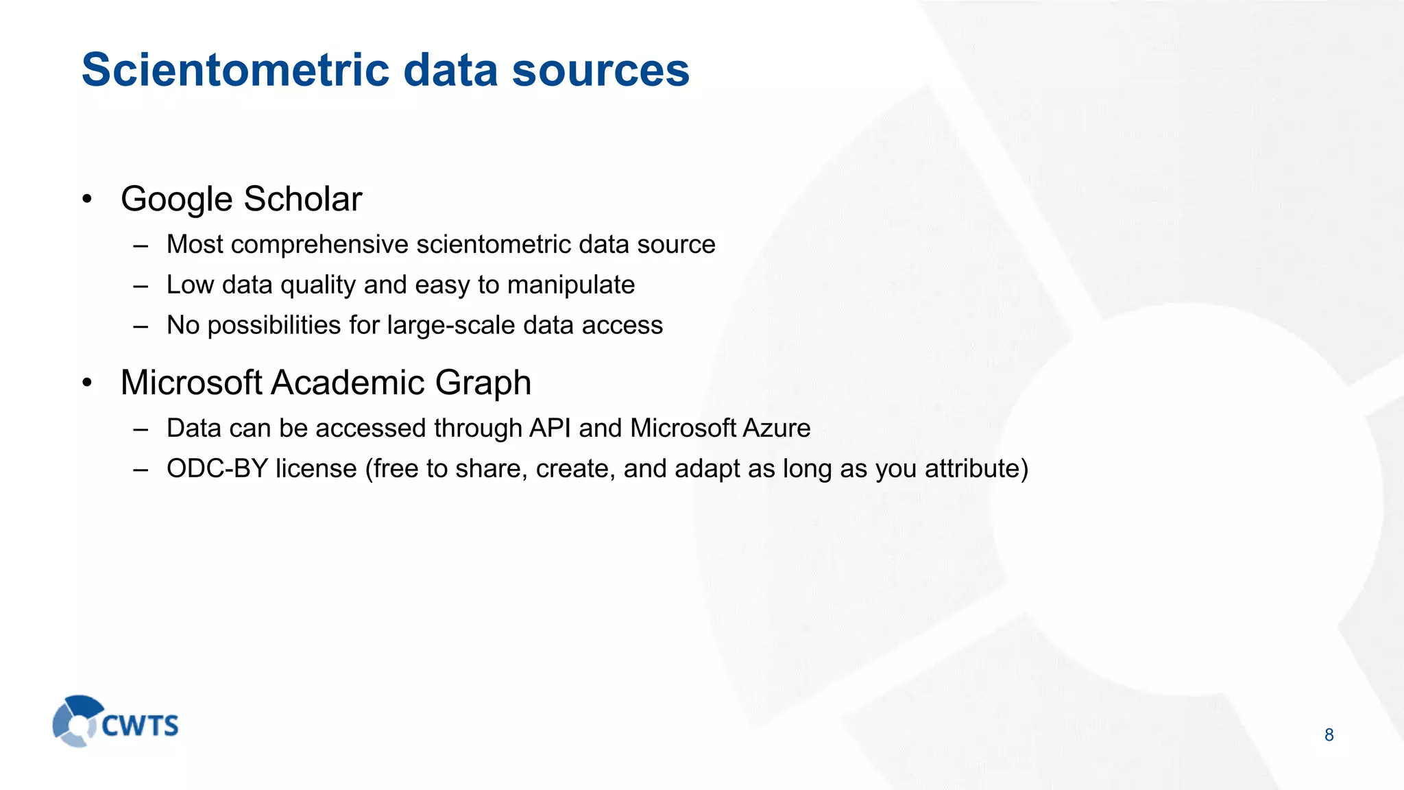 Scientometrics for research assessment | PPTX