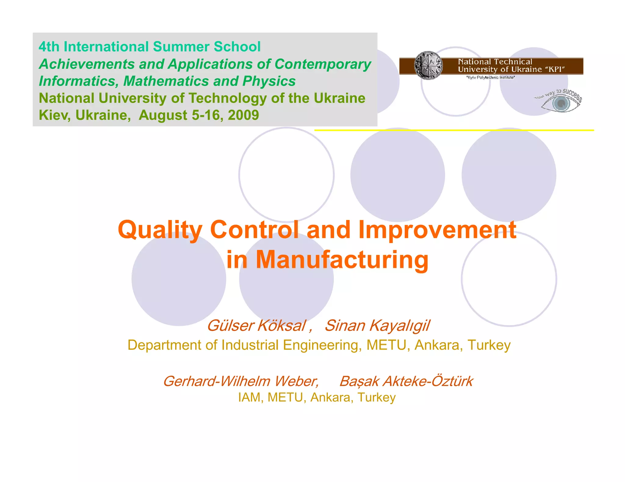 Quality Control and Improvement in Manufacturing | PDF