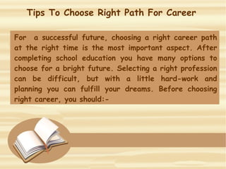 Tips To Choose Right Path For Career | ODP