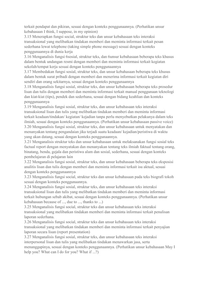 KI KD pelajaran bahasa inggris SMK | DOC