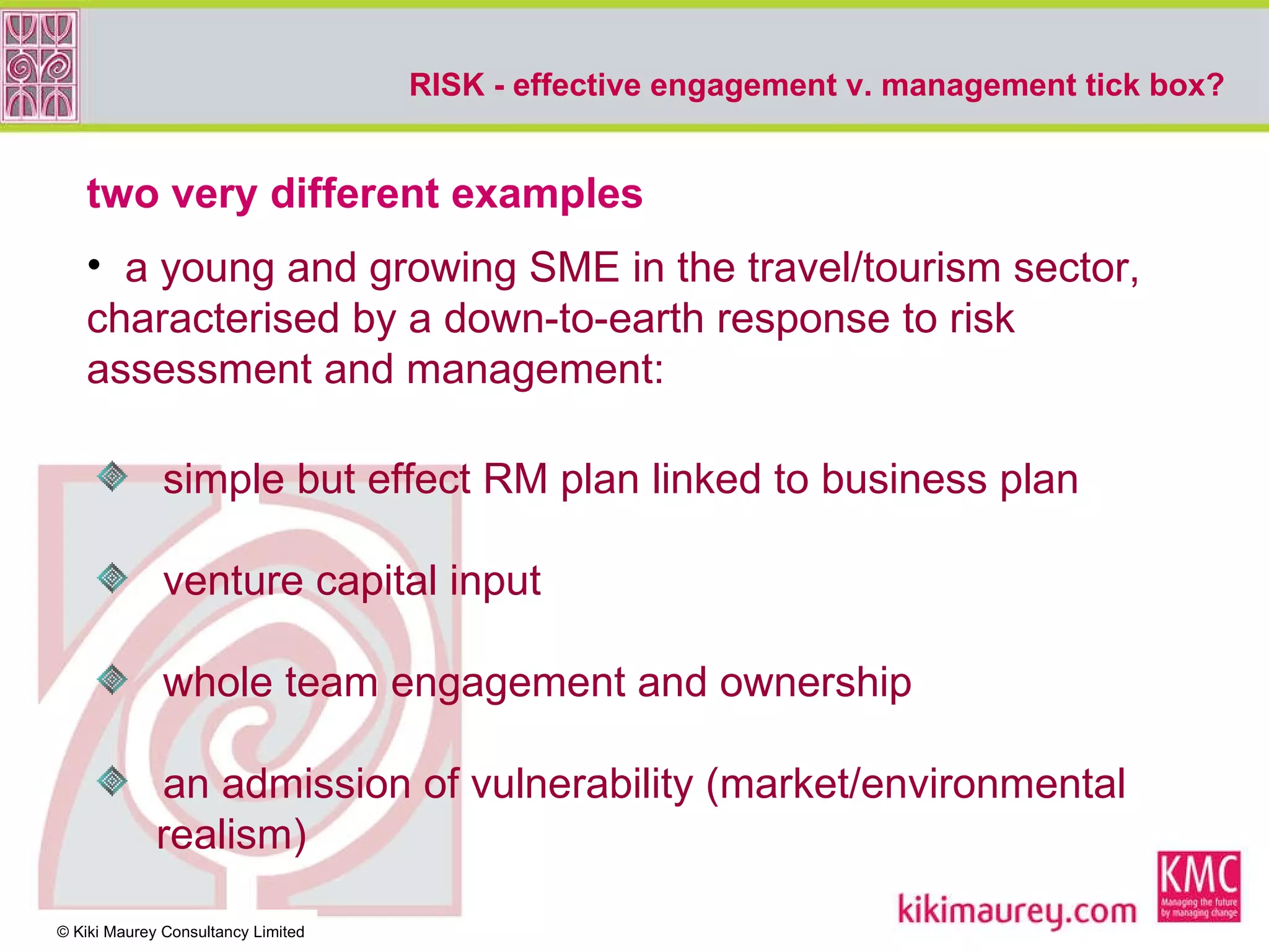 Risk - effective engagement v. Management tick box exercise? | PPT