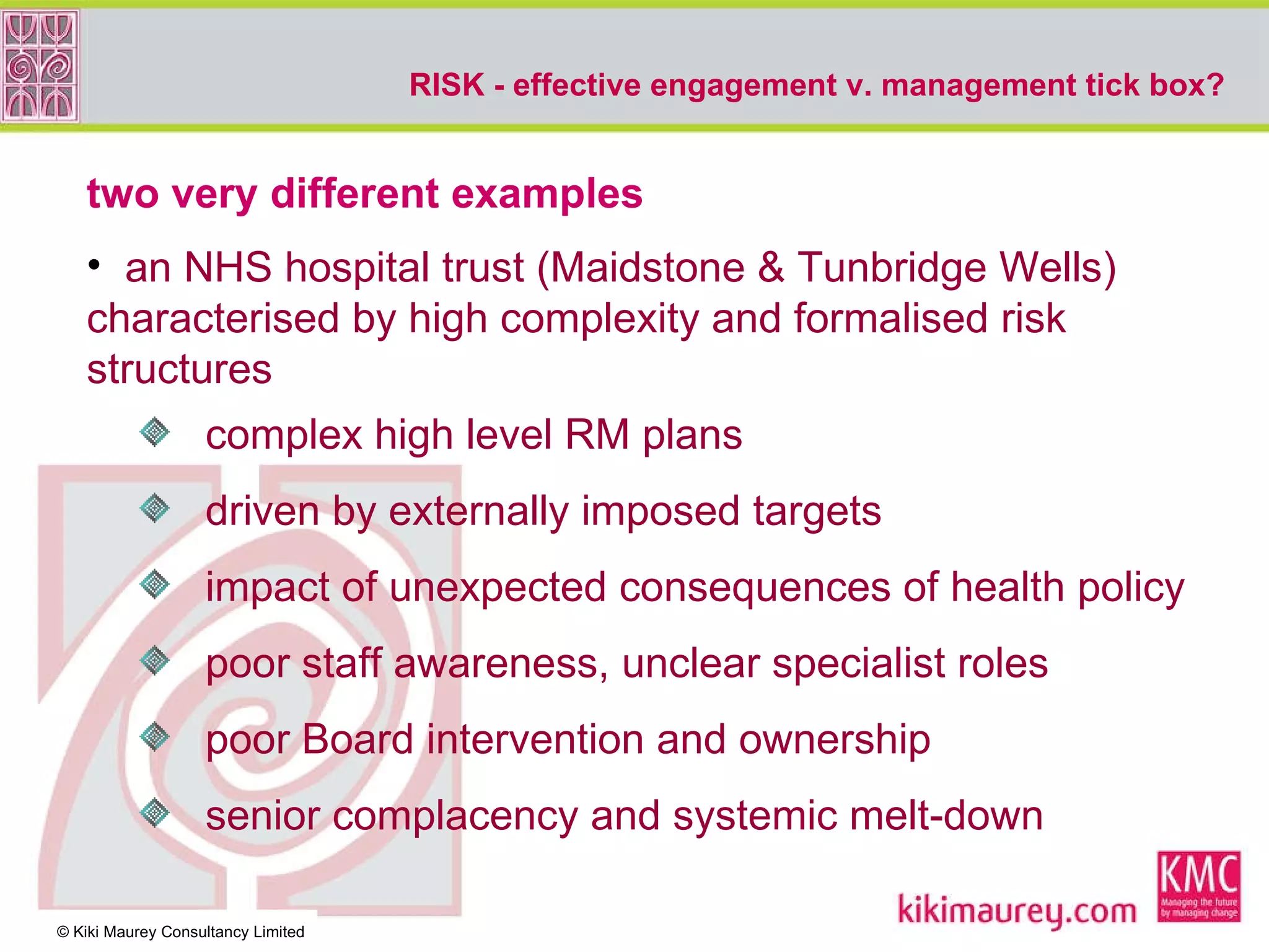 Risk - effective engagement v. Management tick box exercise? | PPT