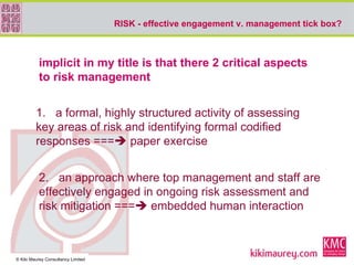 Risk - effective engagement v. Management tick box exercise? | PPT ...