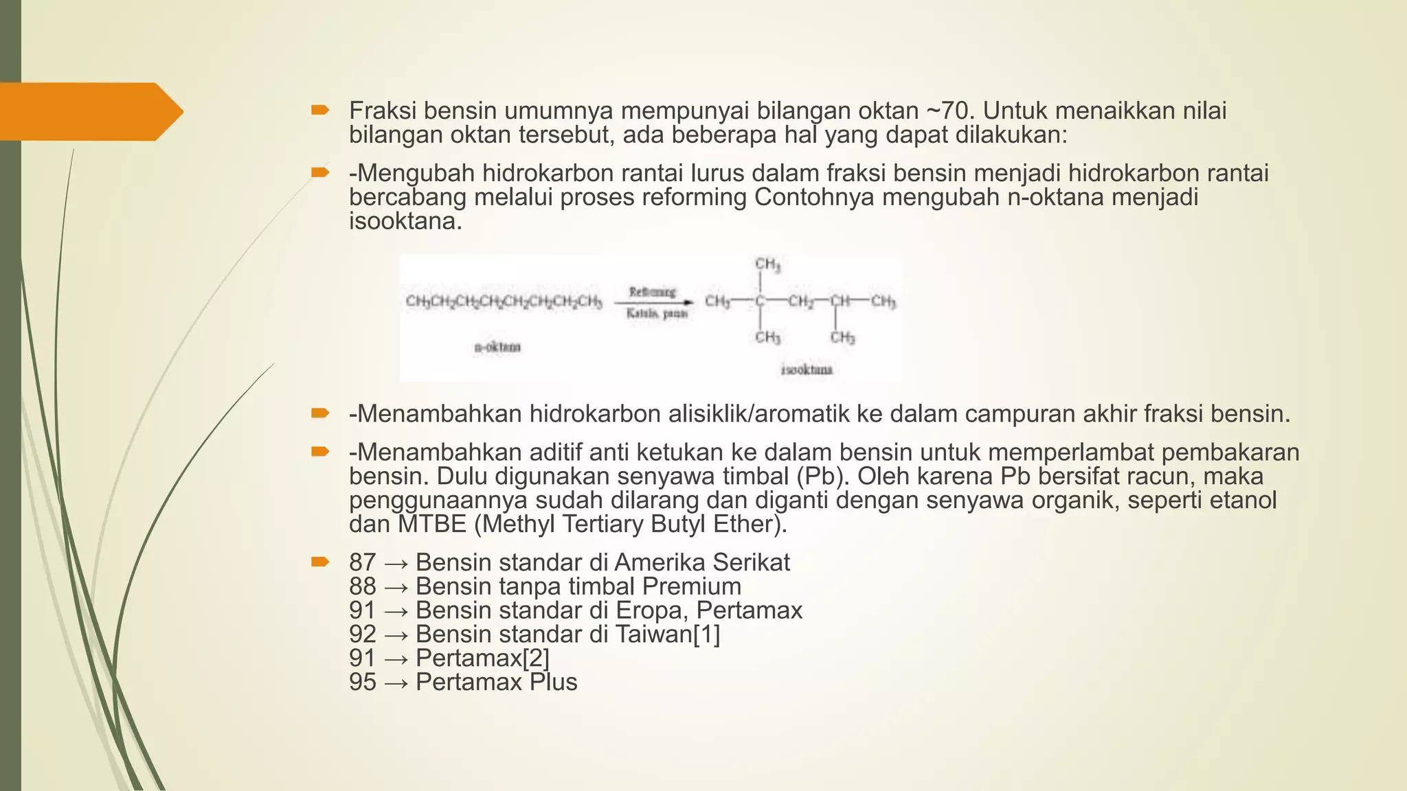 Kualitas Bensin, Bilangan Oktan dan Dampak pembakaran minyak terhadap ...