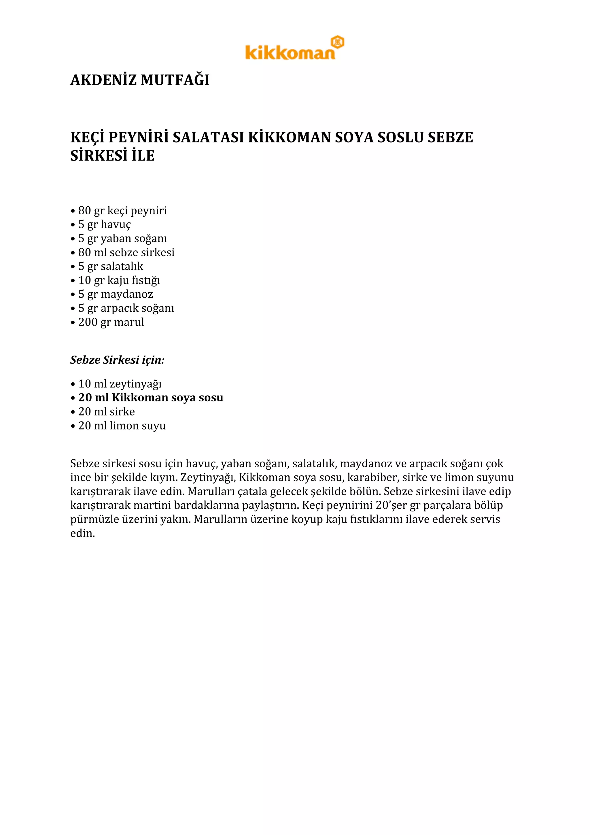 Kikkoman Lezzet Kesfi Yemek Tarifleri | PDF