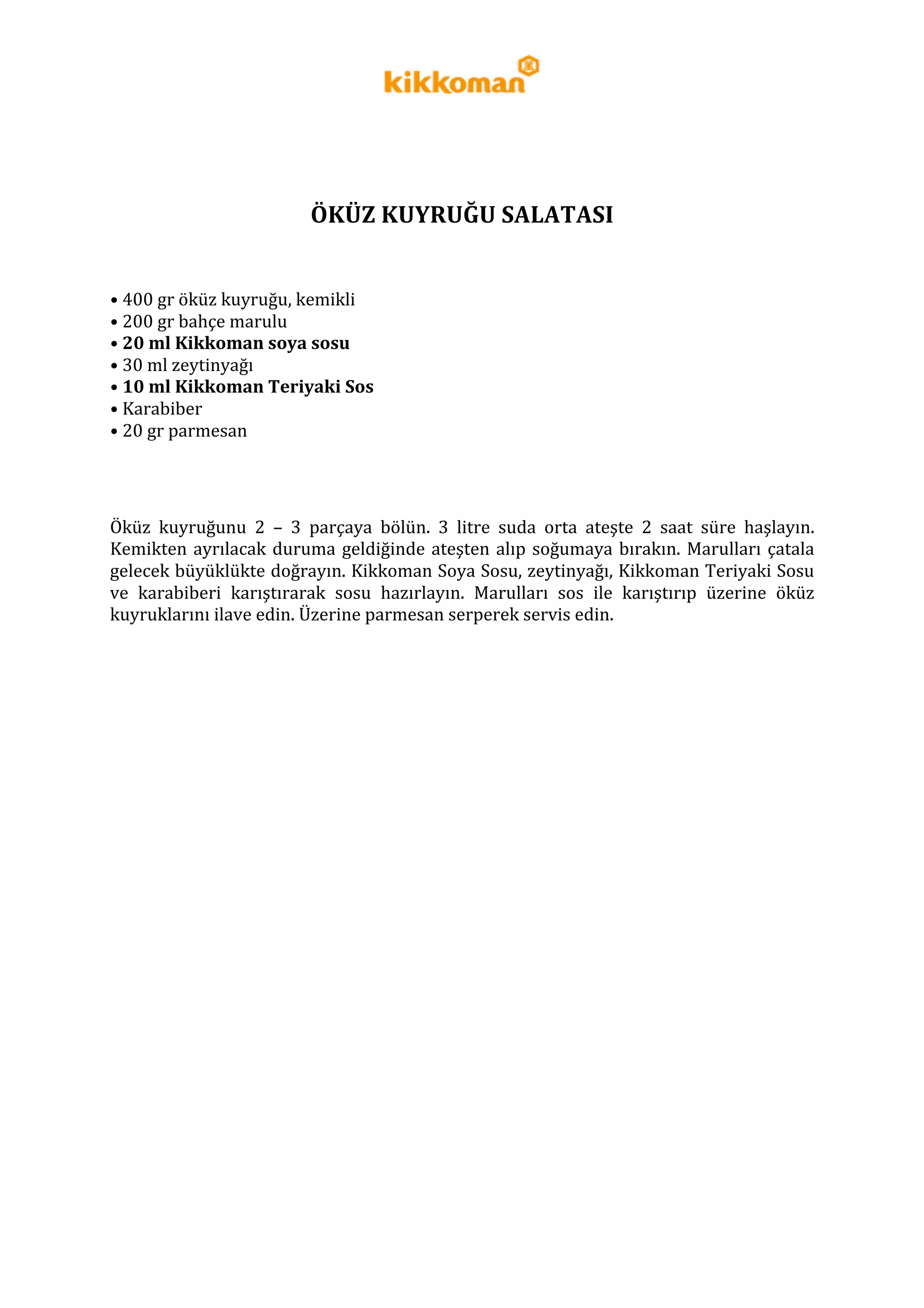 Kikkoman Lezzet Kesfi Yemek Tarifleri | PDF