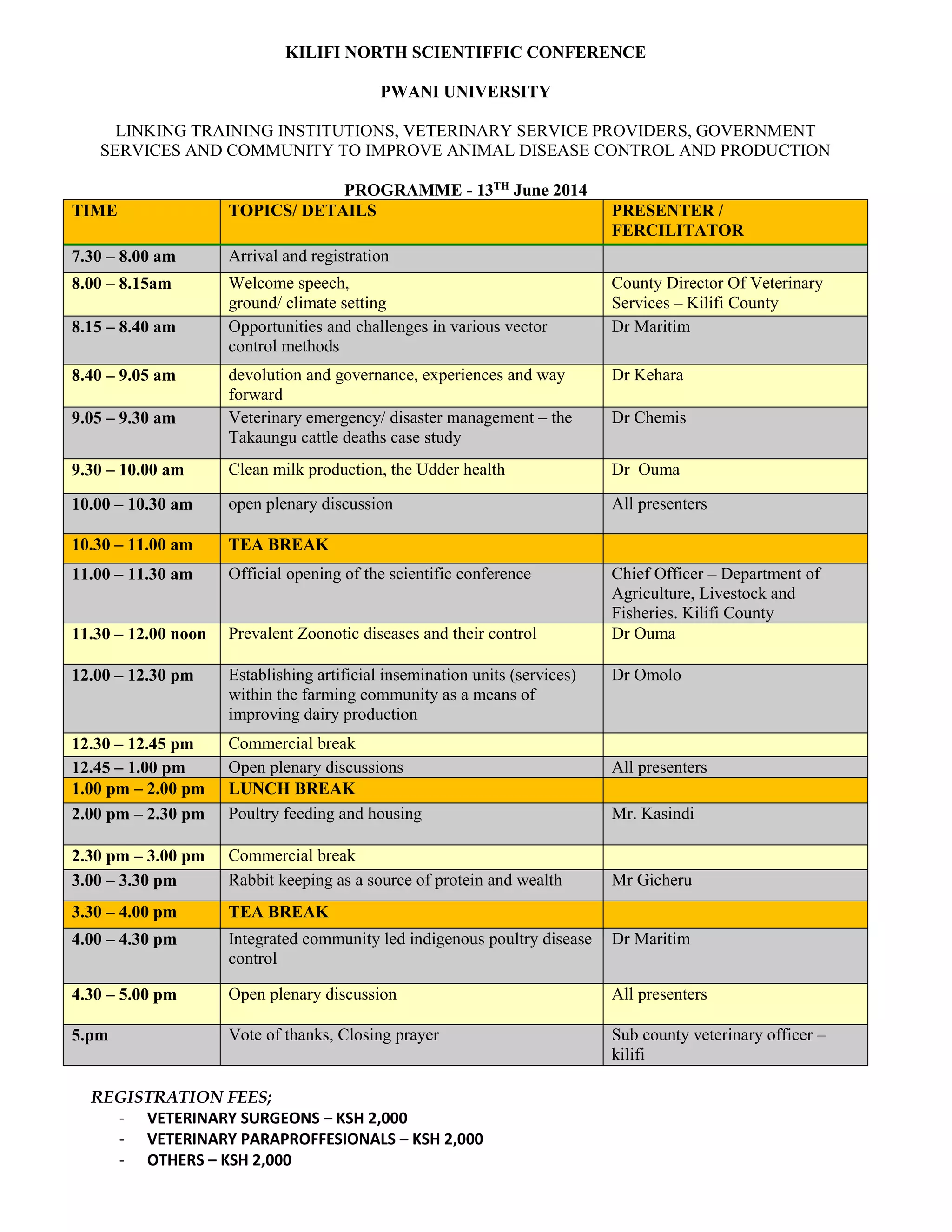 Kilifi scientific conference programme | PDF