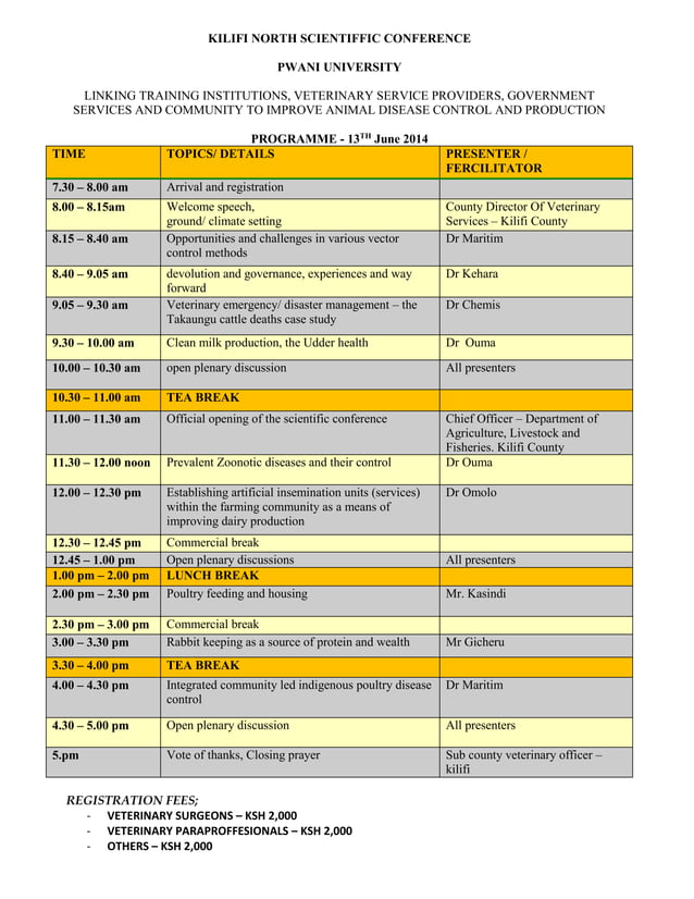 Kilifi scientific conference programme | PDF