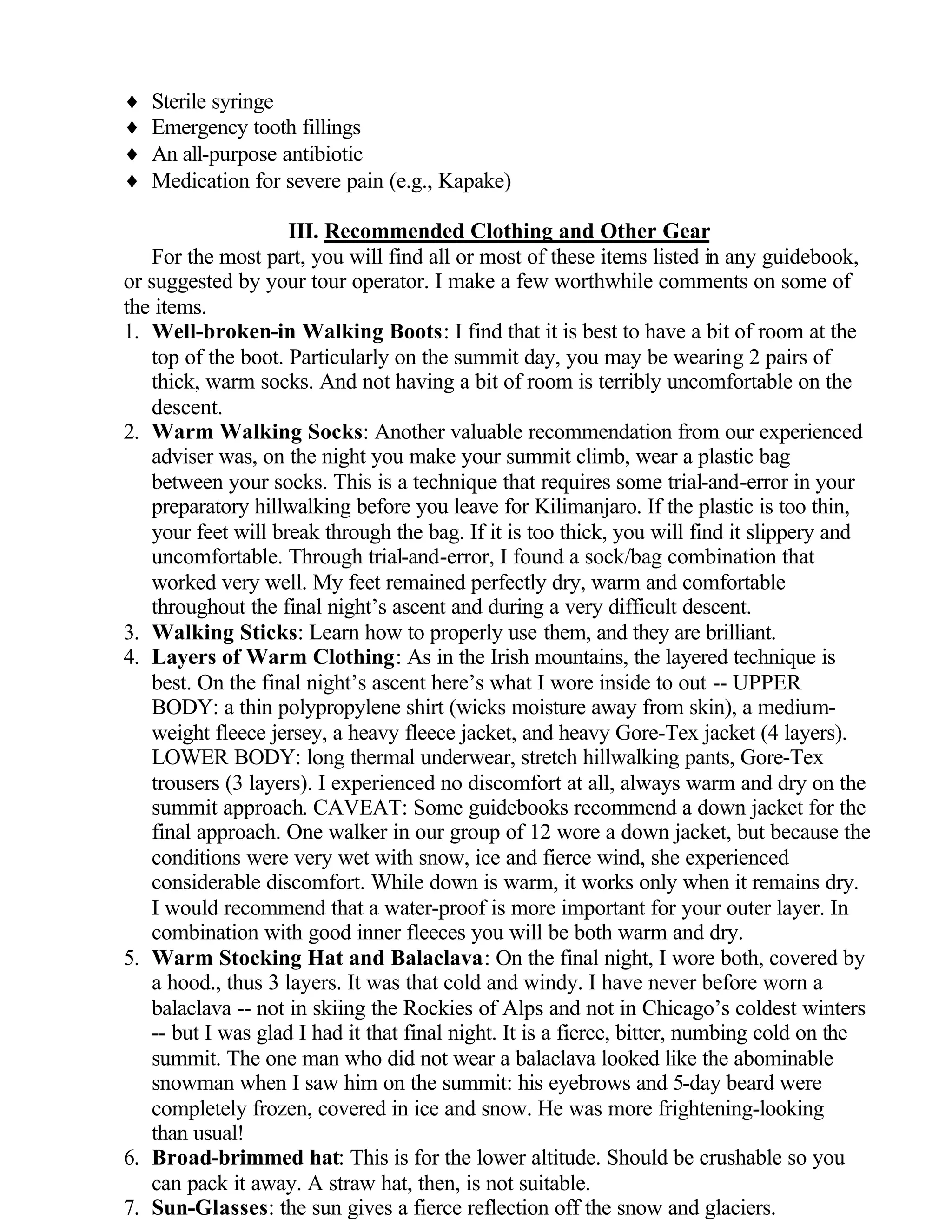 Preparations for Climbing Mt. Kilimanjaro | PDF