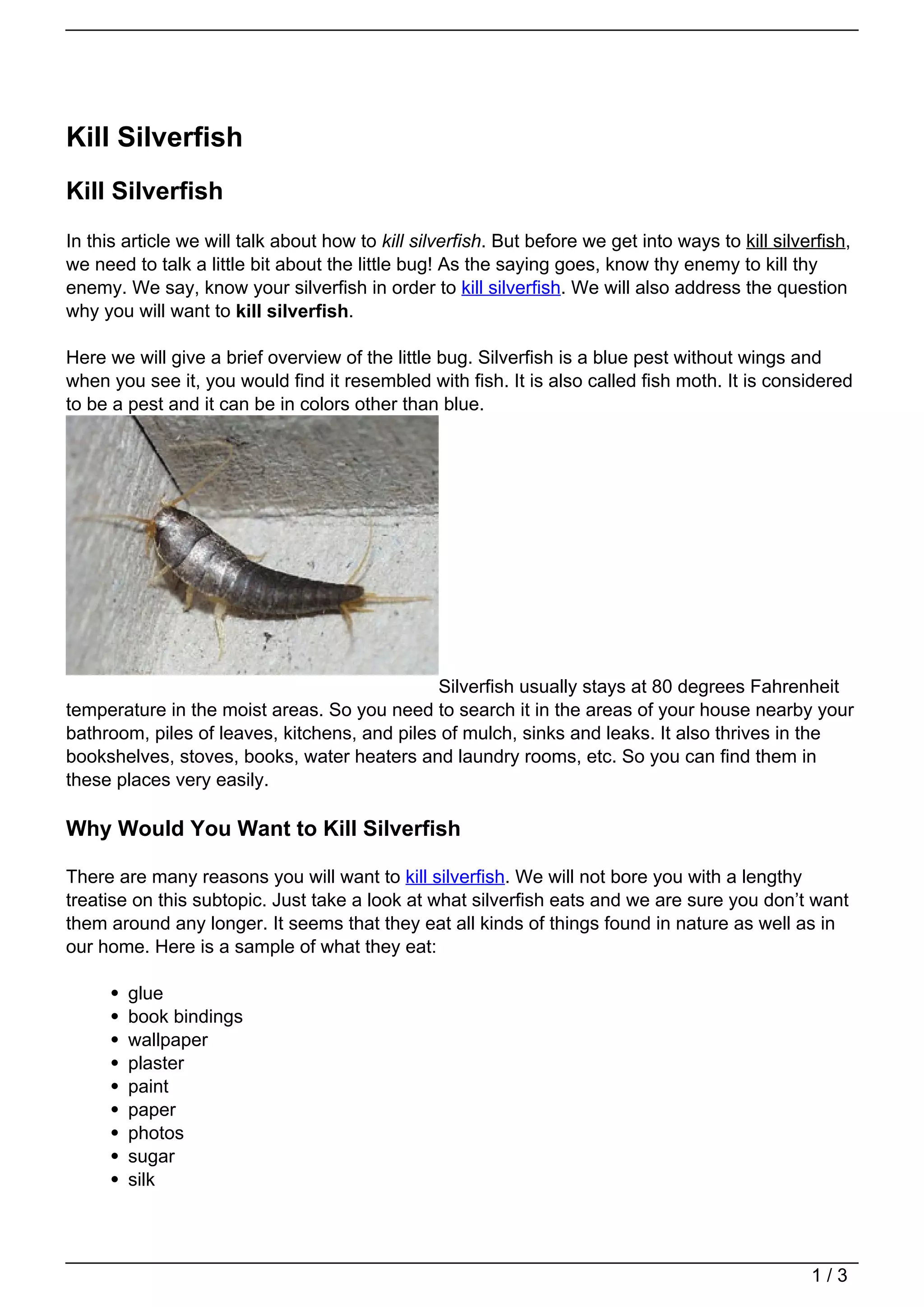 Kill Silverfish | PDF