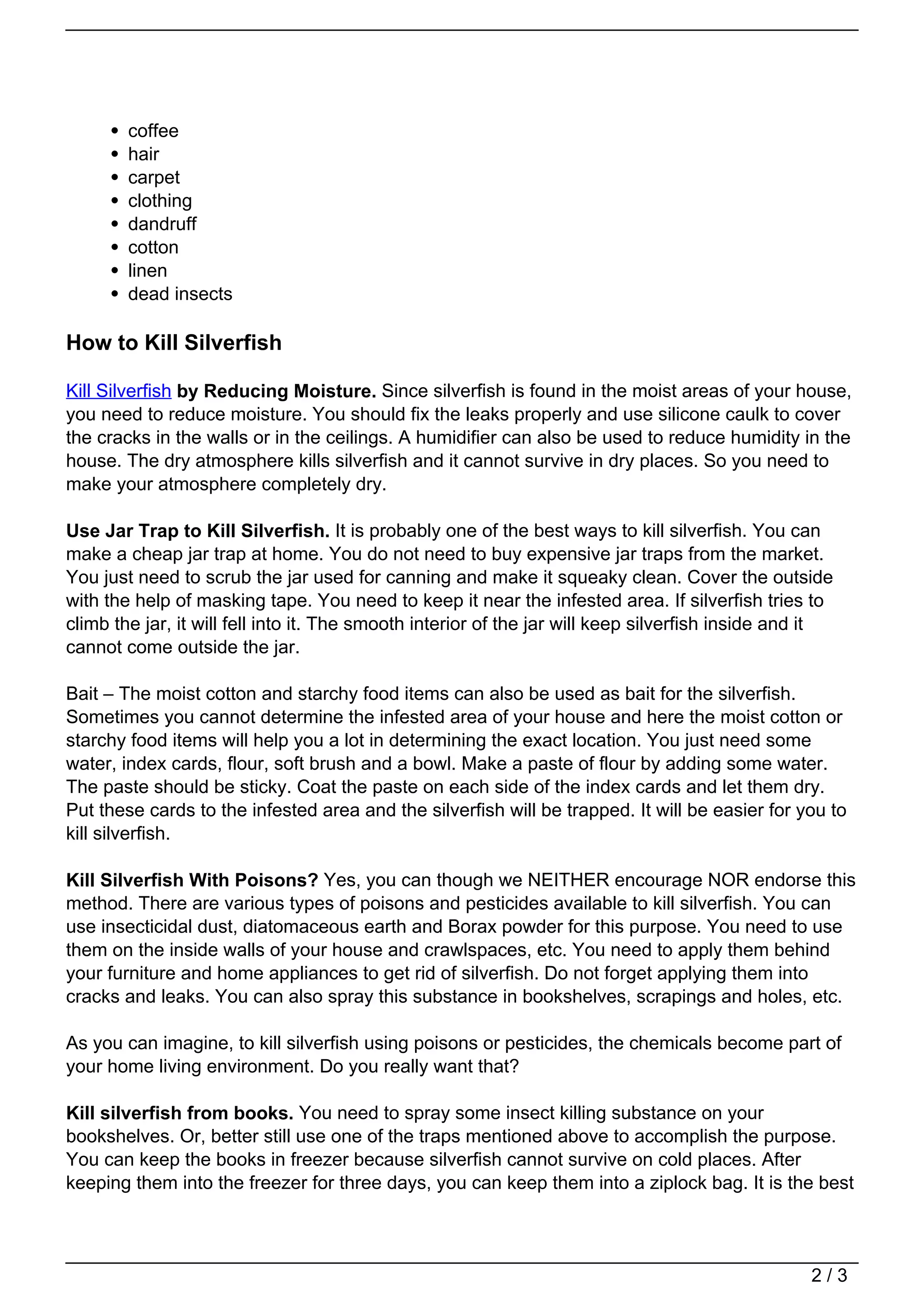 Kill Silverfish | PDF