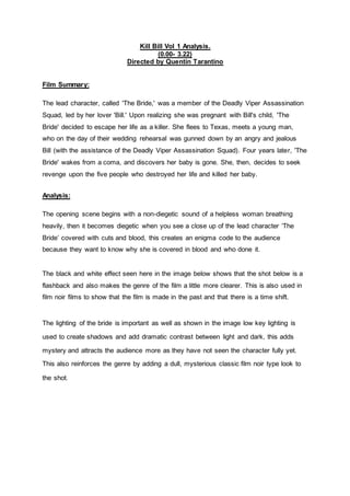 Kill bill vol 1 analysis | DOCX