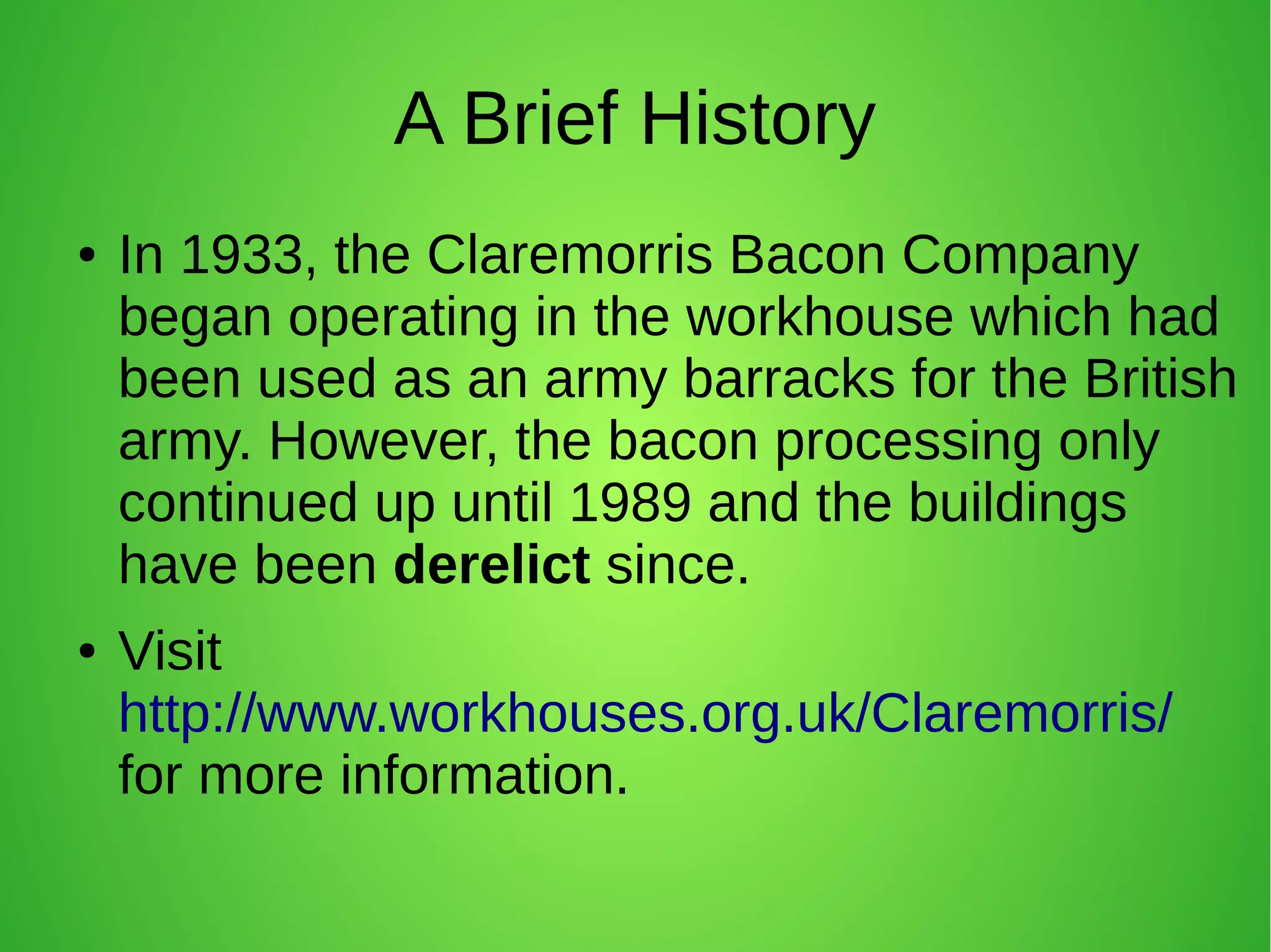 Killeen's & bacon factory presentation | ODP