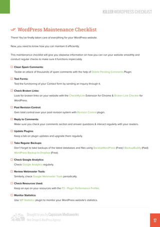 Killer word press-checklist | PDF | Web Development | Internet