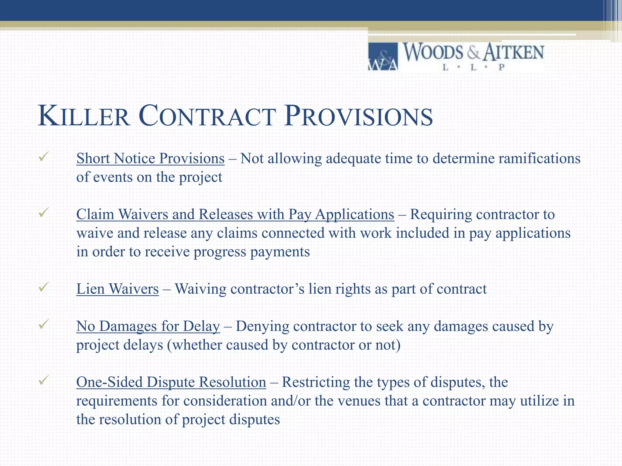 Killer Contract Provisions | PPTX