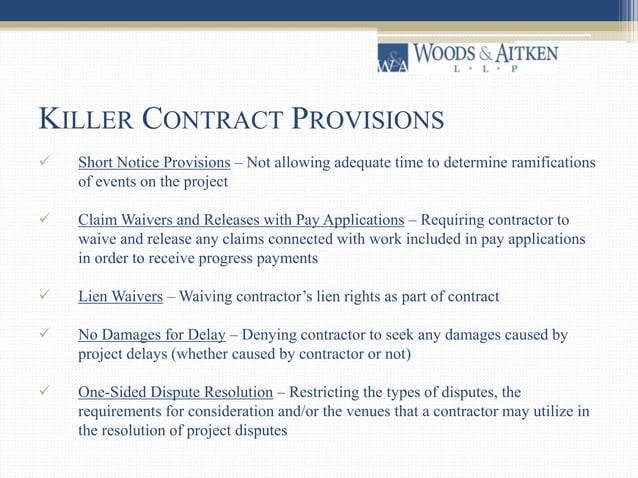 Killer Contract Provisions | PPT
