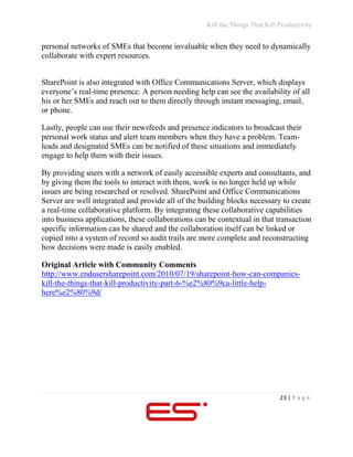 SharePoint & BPM: Kill The Things That Kill Productivity | PDF