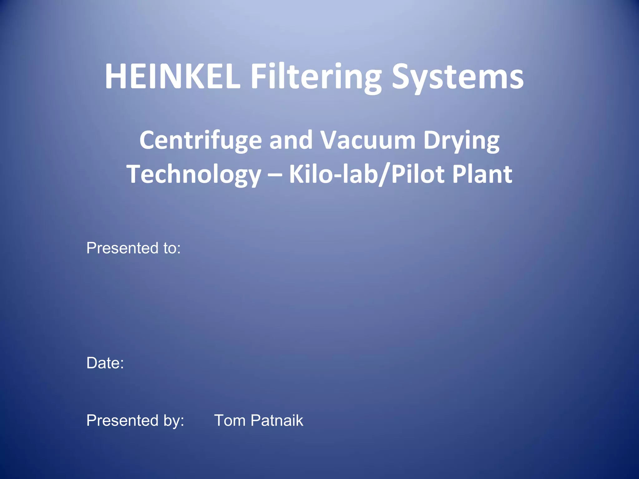 Kilo lab-vacuum dryers and centrifuges | PPT