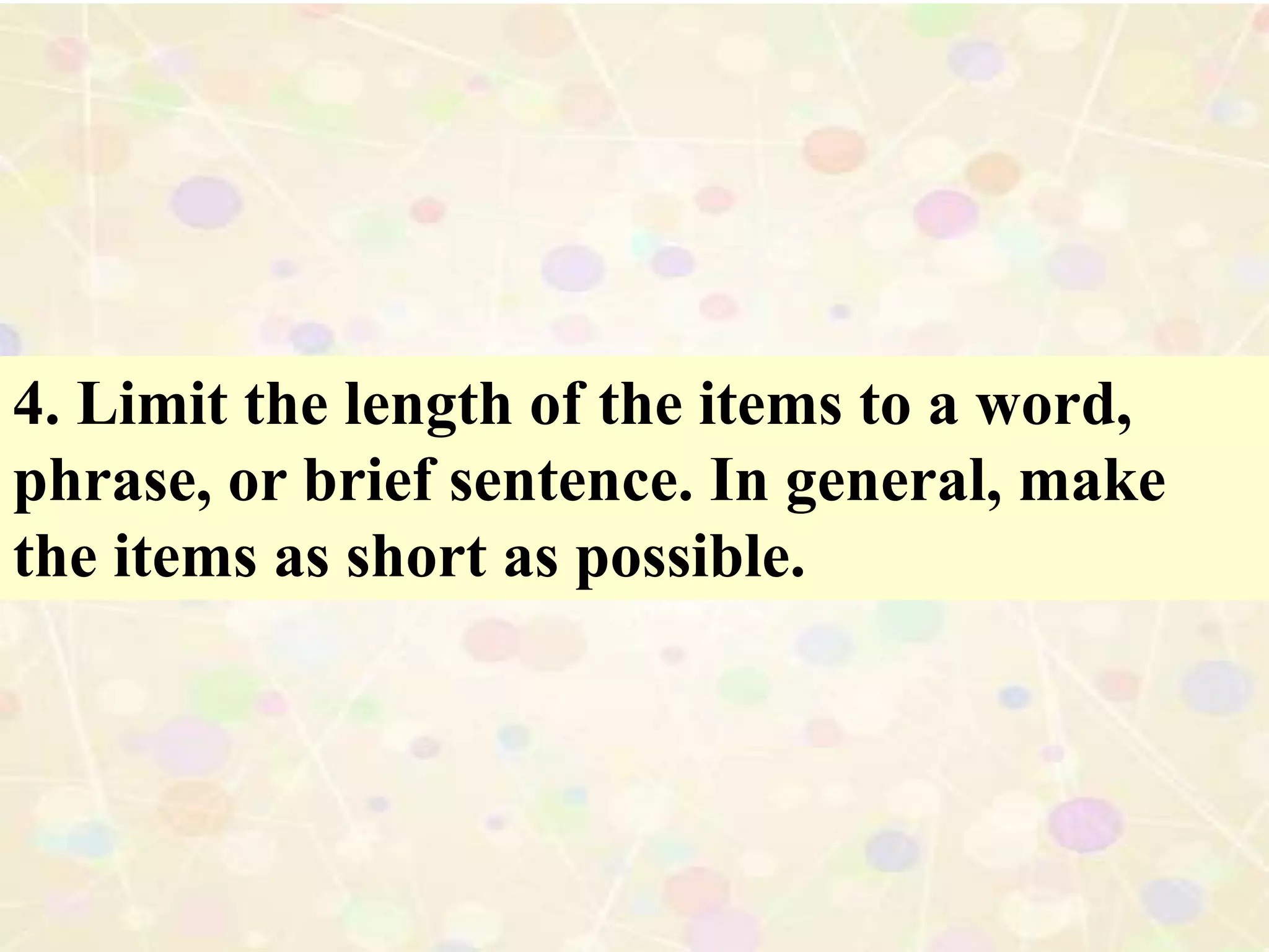 Guidelines for Constructing Effective Test Items | PPTX
