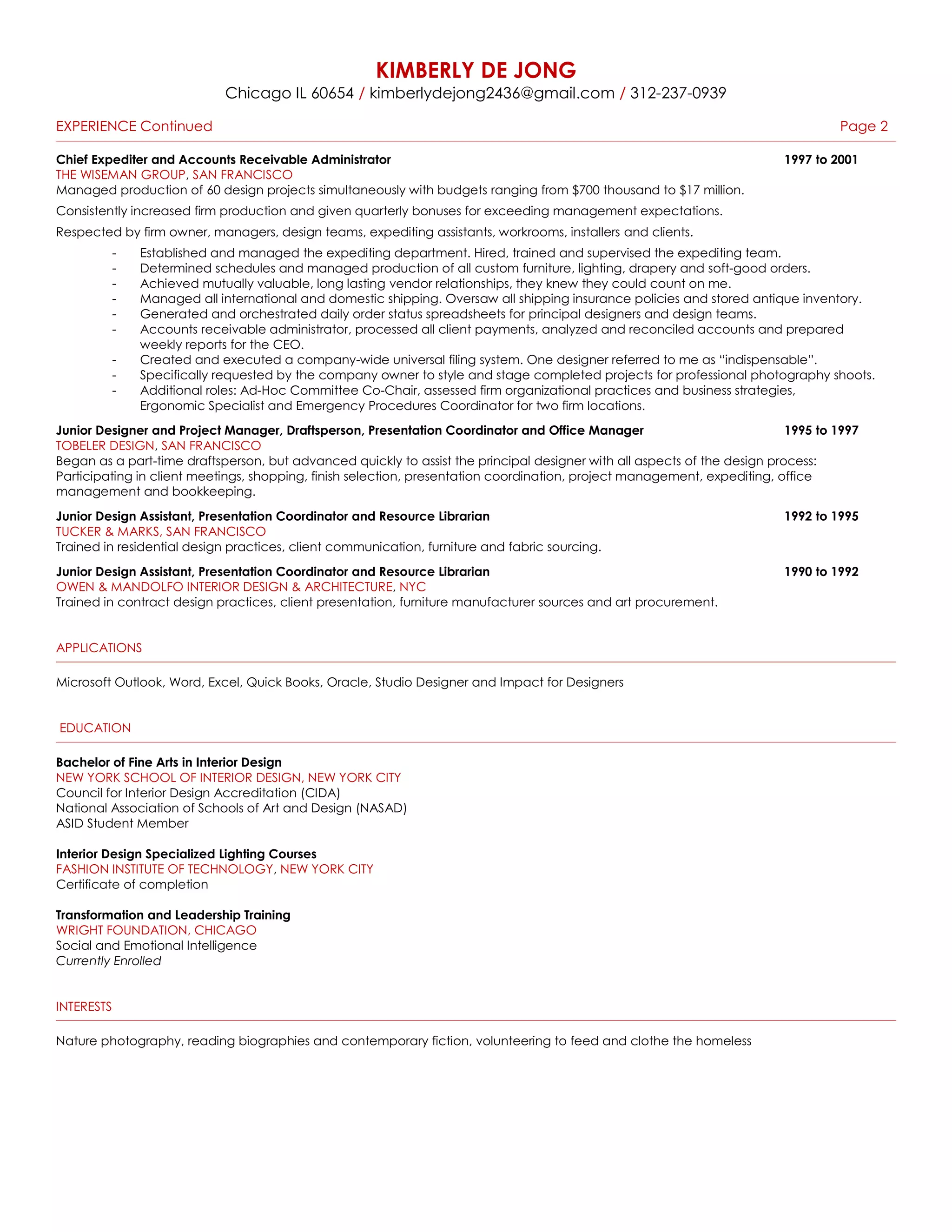 Kimberly De Jong 2019 Resume | PDF