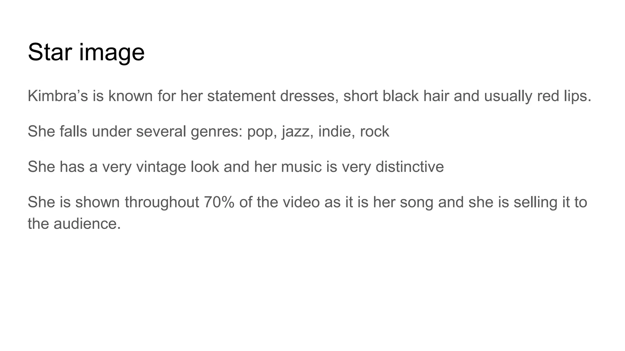 Kimbra settle down music video analysis | PPT