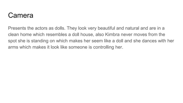 Kimbra settle down music video analysis | PPT