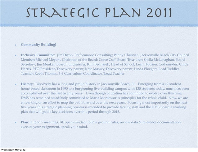 Discovery Montessori School Strategic Plan | PDF