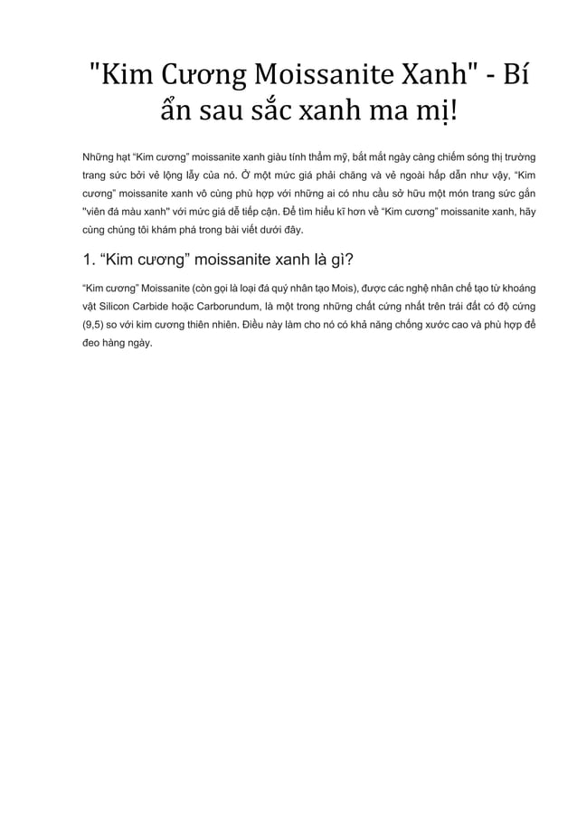 Kim Cương Moissanite Xanh | DOCX