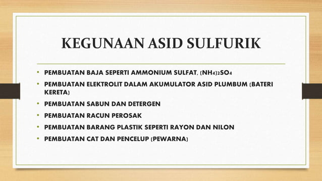 Bahan Buatan Dalam Industri (Asid Sulfurik) (Kimia) | PPTX