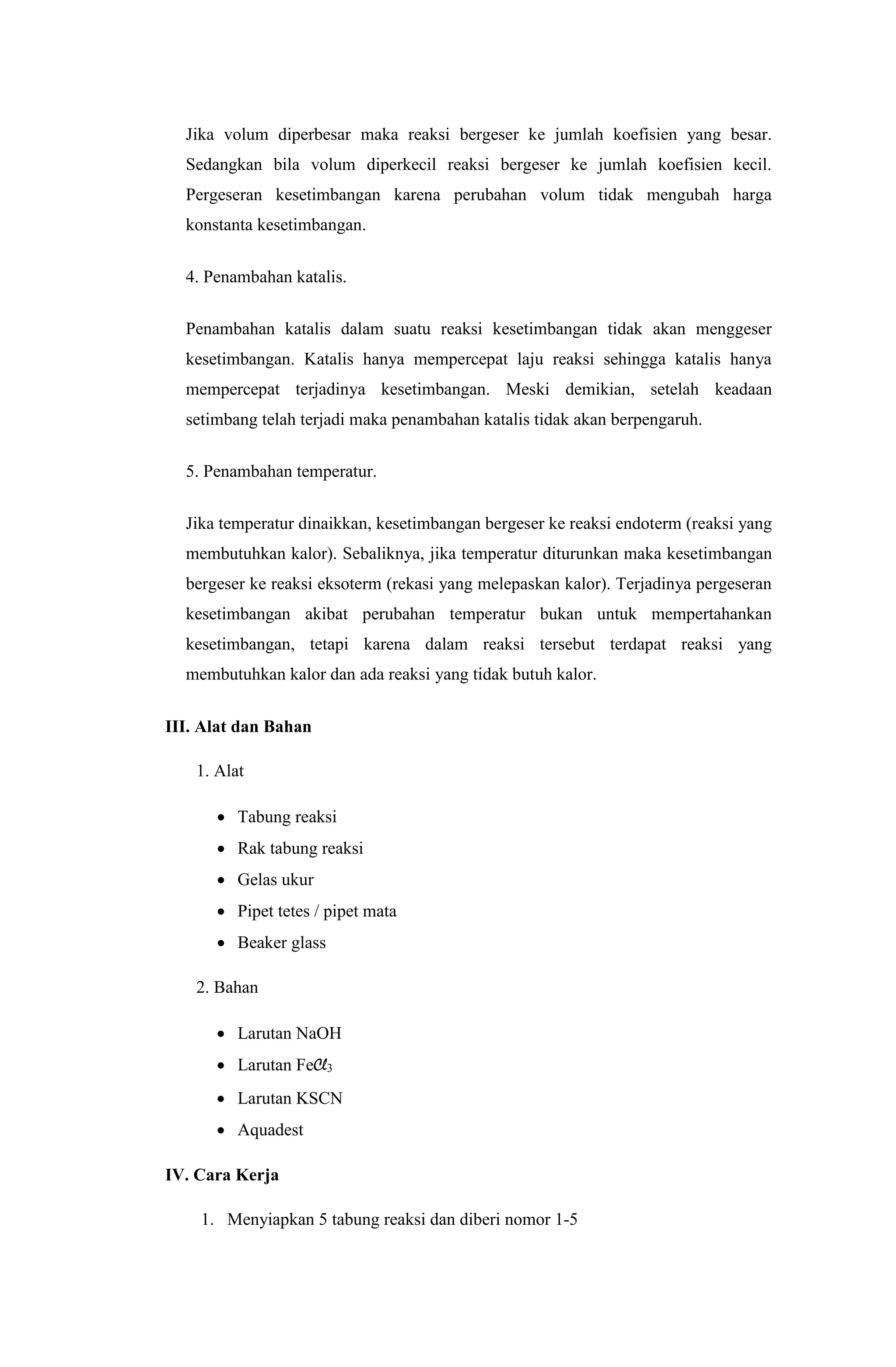 Laporan Kimia - kesetimbangan | DOCX