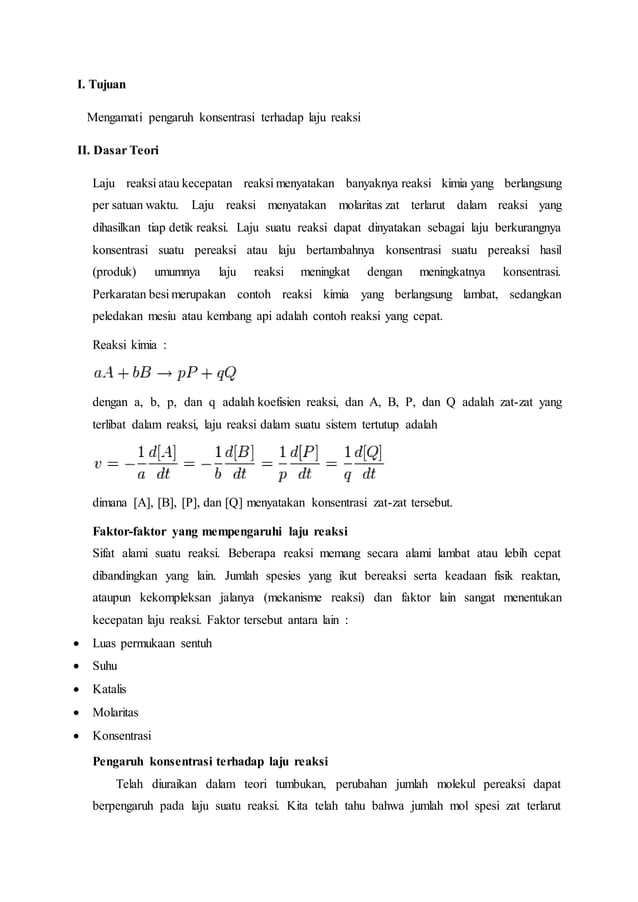 Laporan Kimia - laju reaksi | DOCX