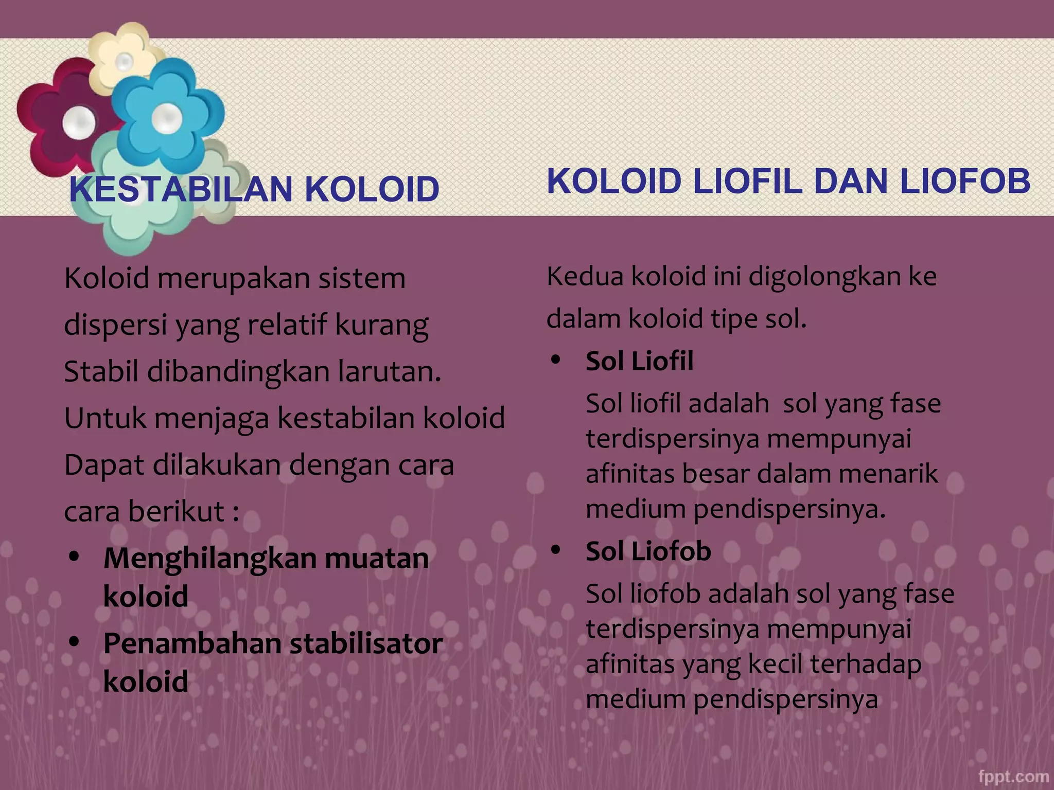 Sistem Koloid (Pelajaran Kimia kelas XI Kurikulum K-13) | PPT