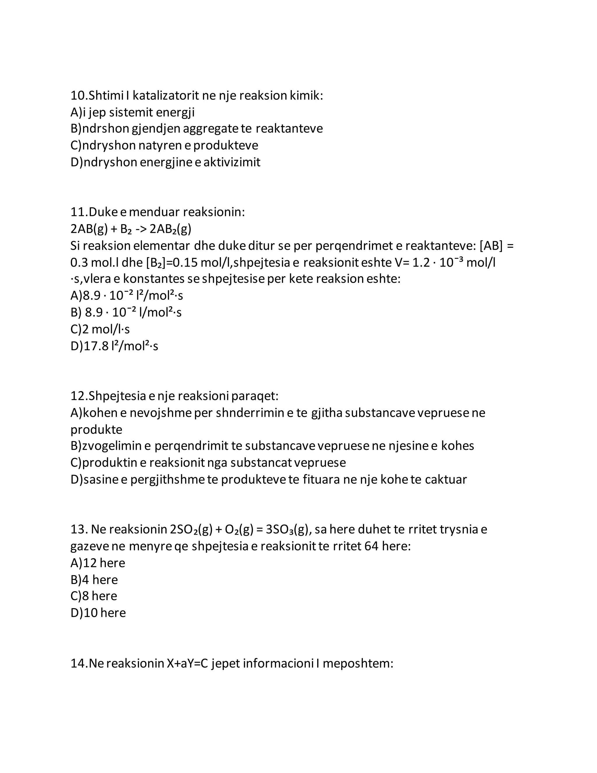Kimia 10 kinetika kimika.ushtrimet e fp | DOCX