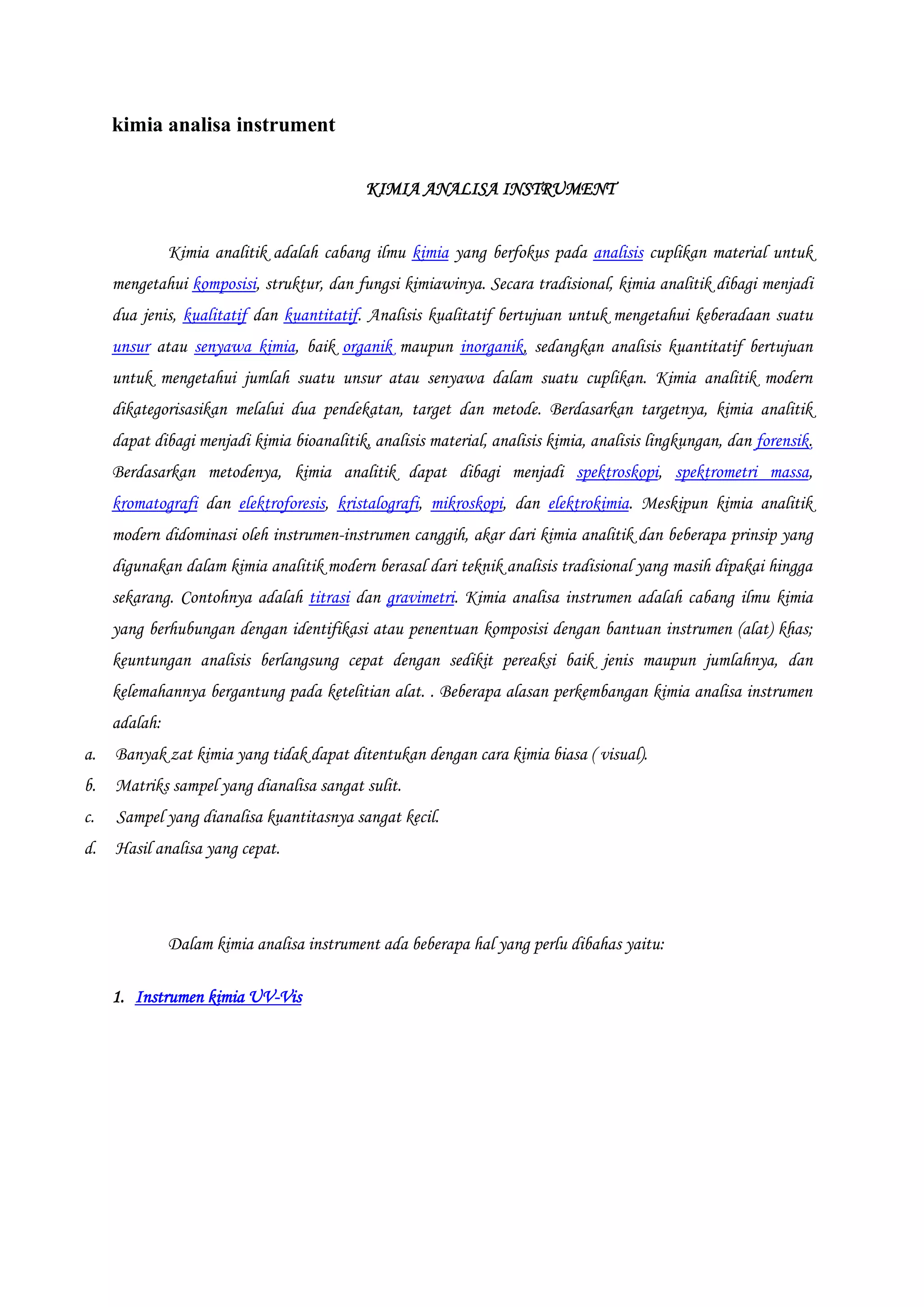 Kimia analisa instrument | DOCX