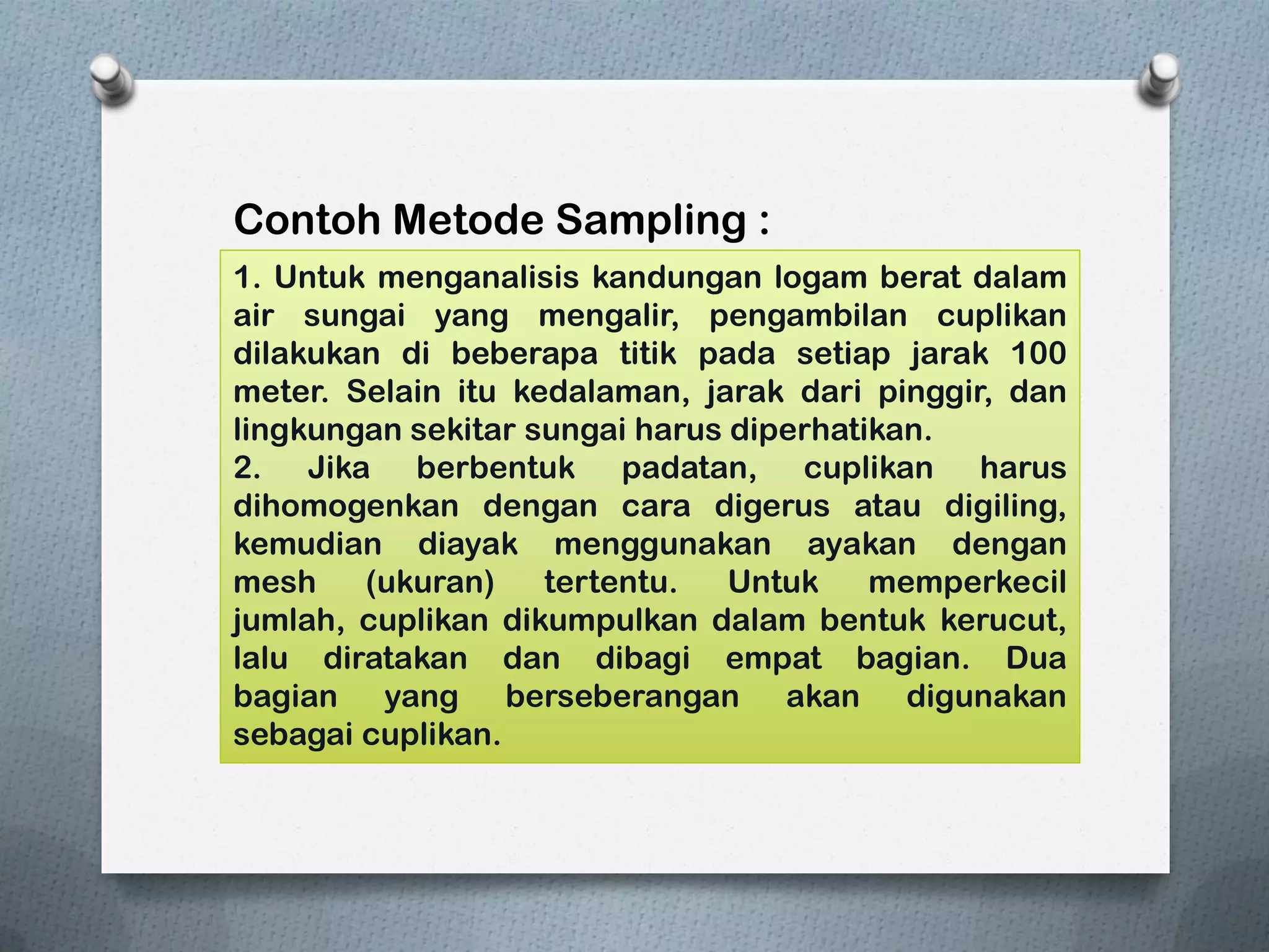 Kimia analitik 1 muthiah metode sampling | PDF