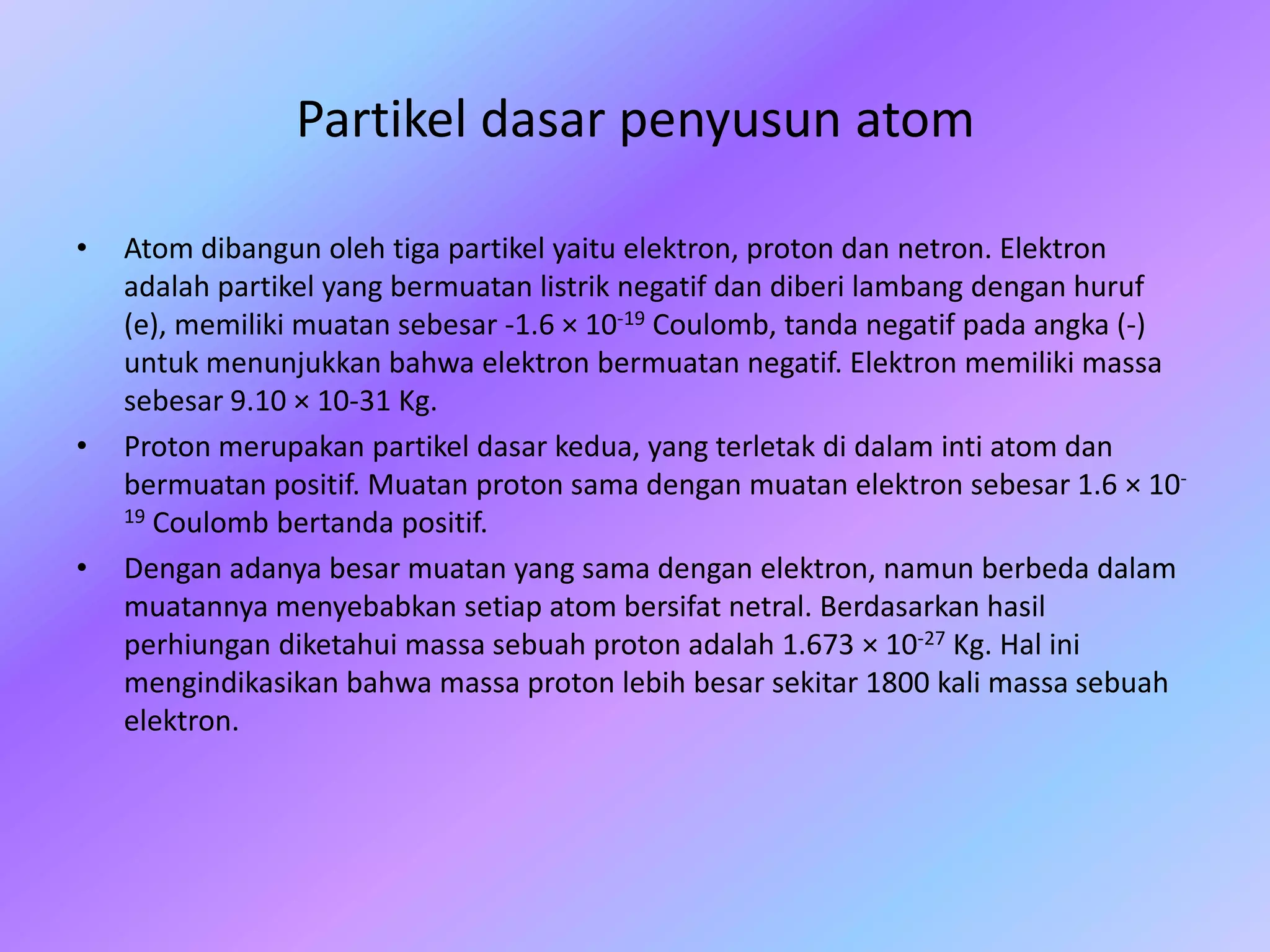 partikel-partikel atom | PPTX