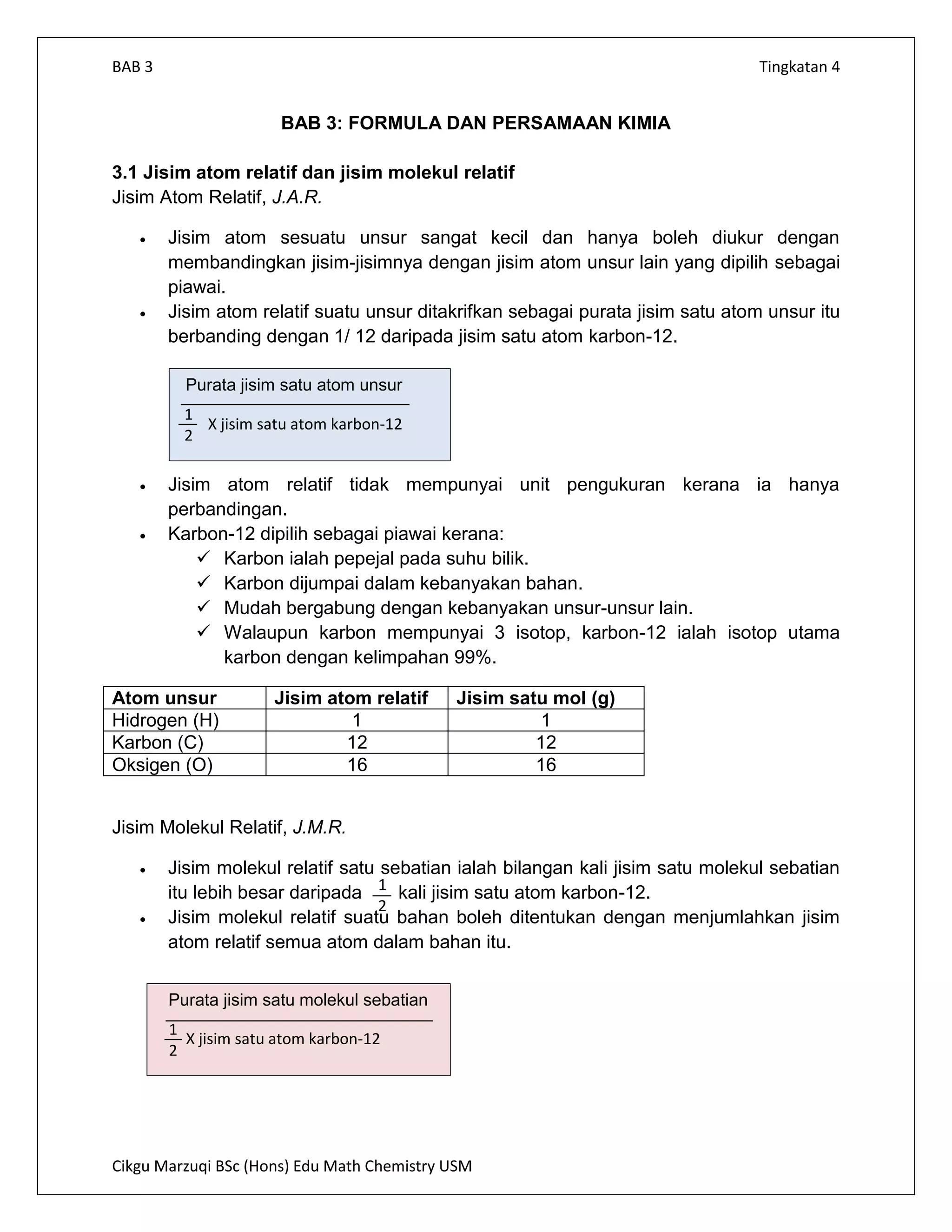 Formula dan persamaan kimia | PDF