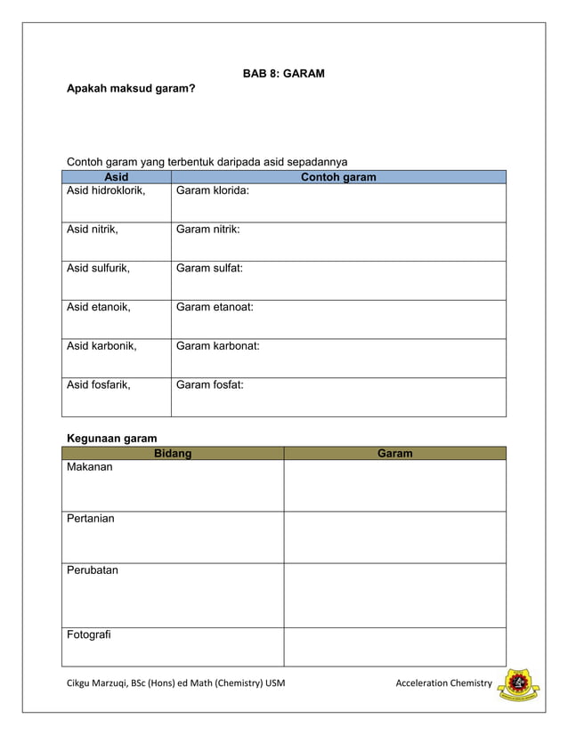 Kimia bab 8 Ting 4 | PDF