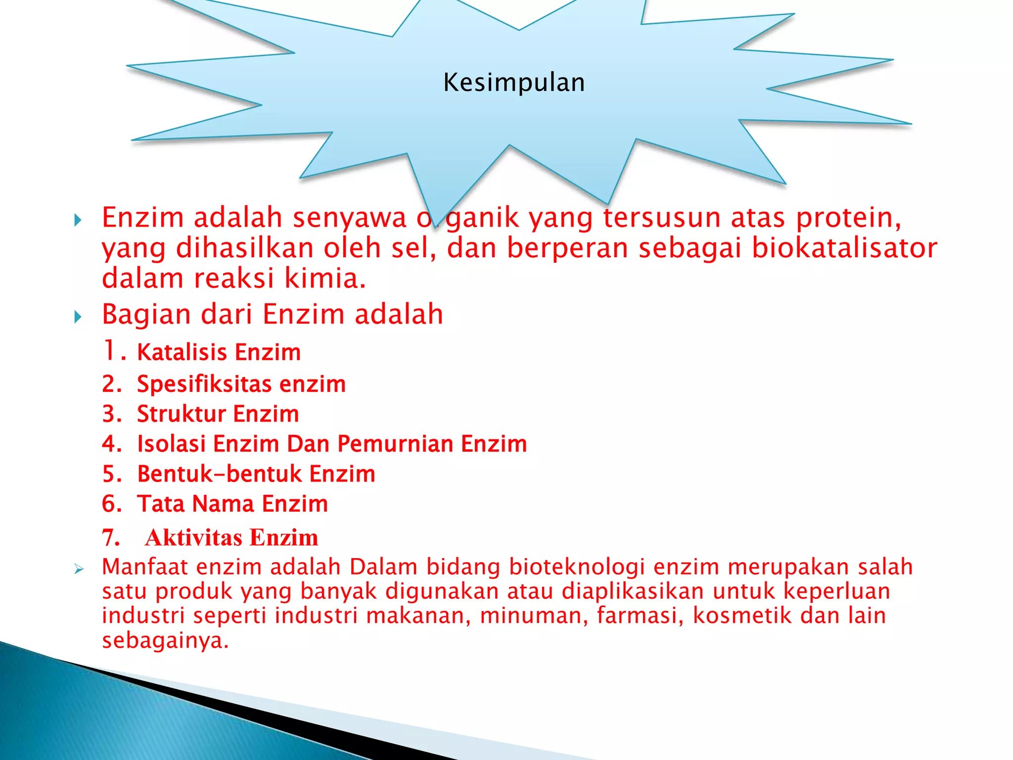 Kimia bahan makanan yang lebih lengkap "ENZIM" | PPT