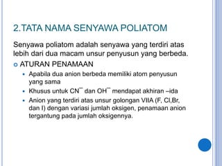 Kimia tata nama senyawa dan persamaan reaksi | PPTX