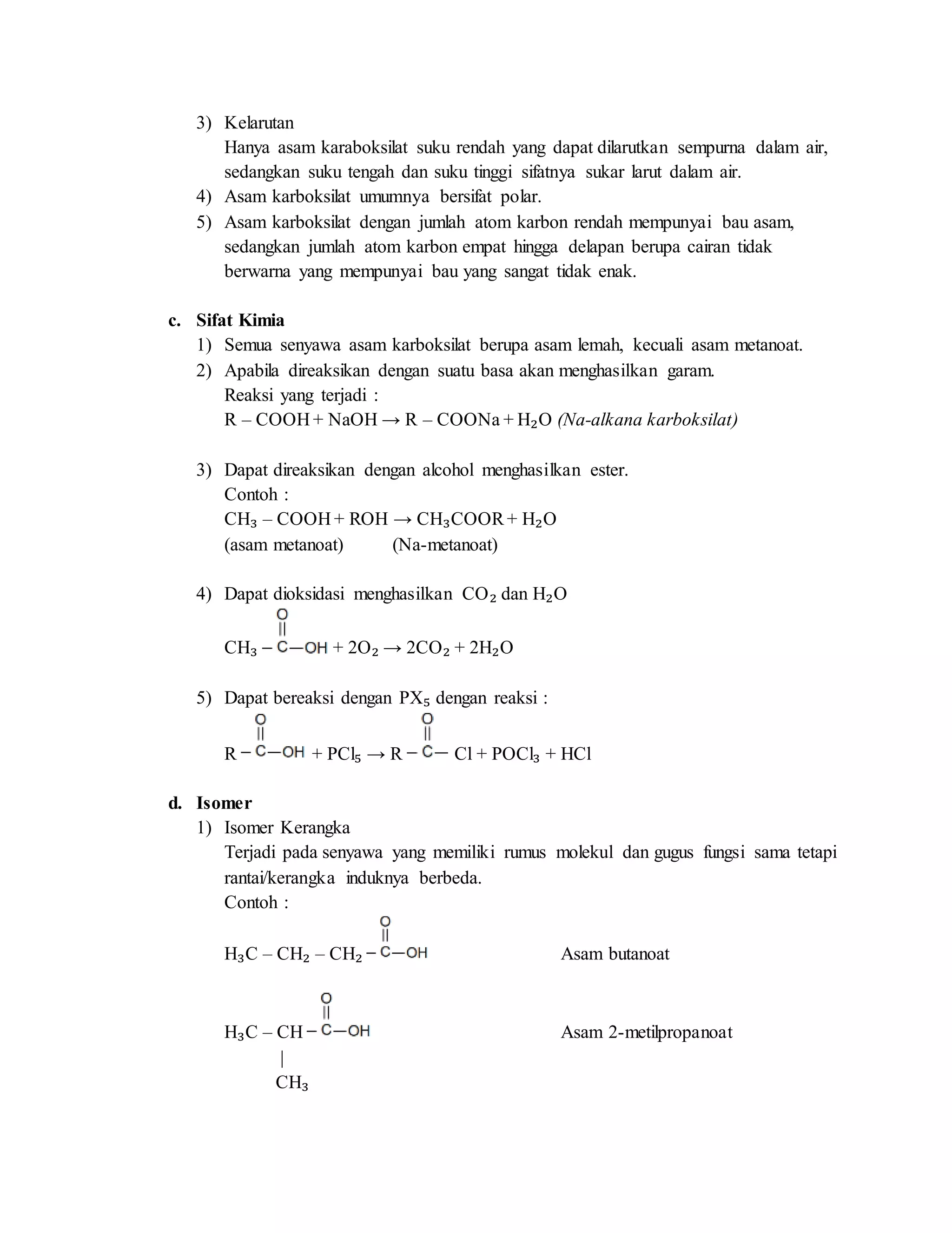 Kimia hidrokarbon 2 - asam karboksilat (asam alkanoat) | DOCX