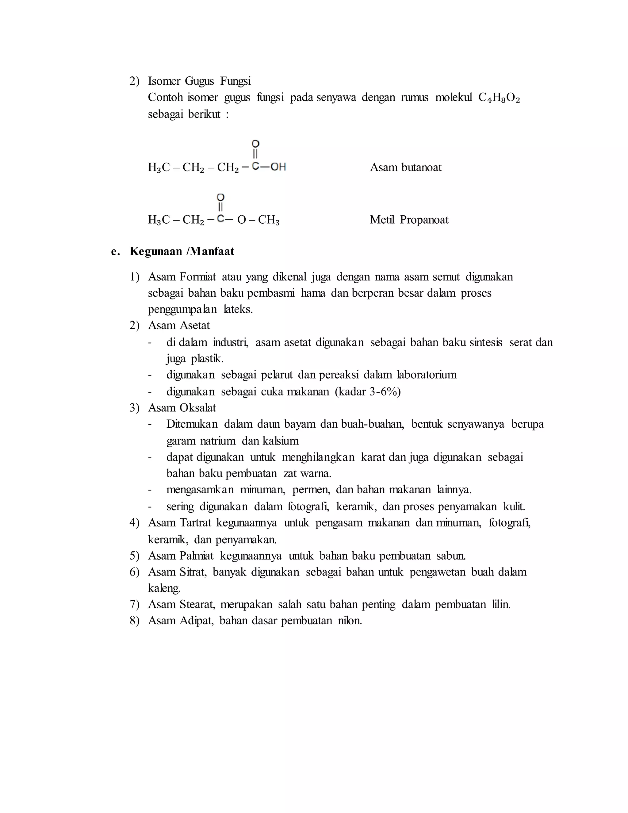 Kimia hidrokarbon 2 - asam karboksilat (asam alkanoat) | DOCX